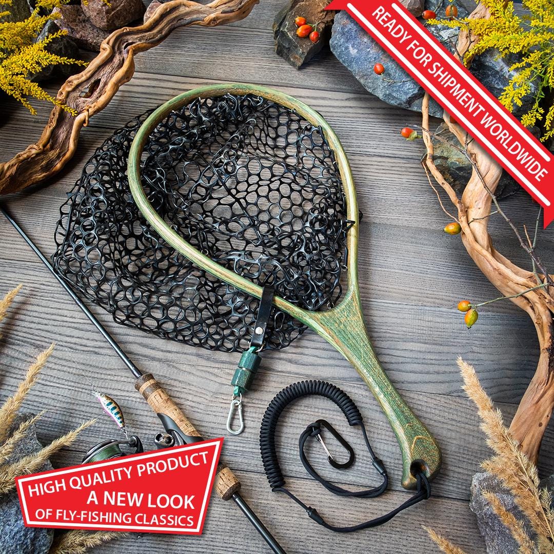 KIT: Calibri Vintage Oak/short Landing Net/magnet Holder & Secure Lace ...