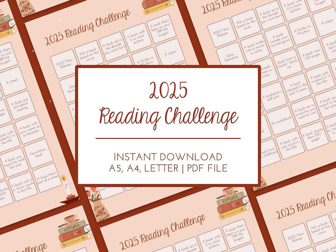 2025 Reading Challenge Printable - 3 Sizes Included Book Tracker ...