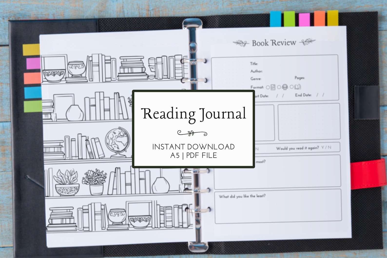 Reading Journal Tracker Book Journal Template Book Review Planner for ...