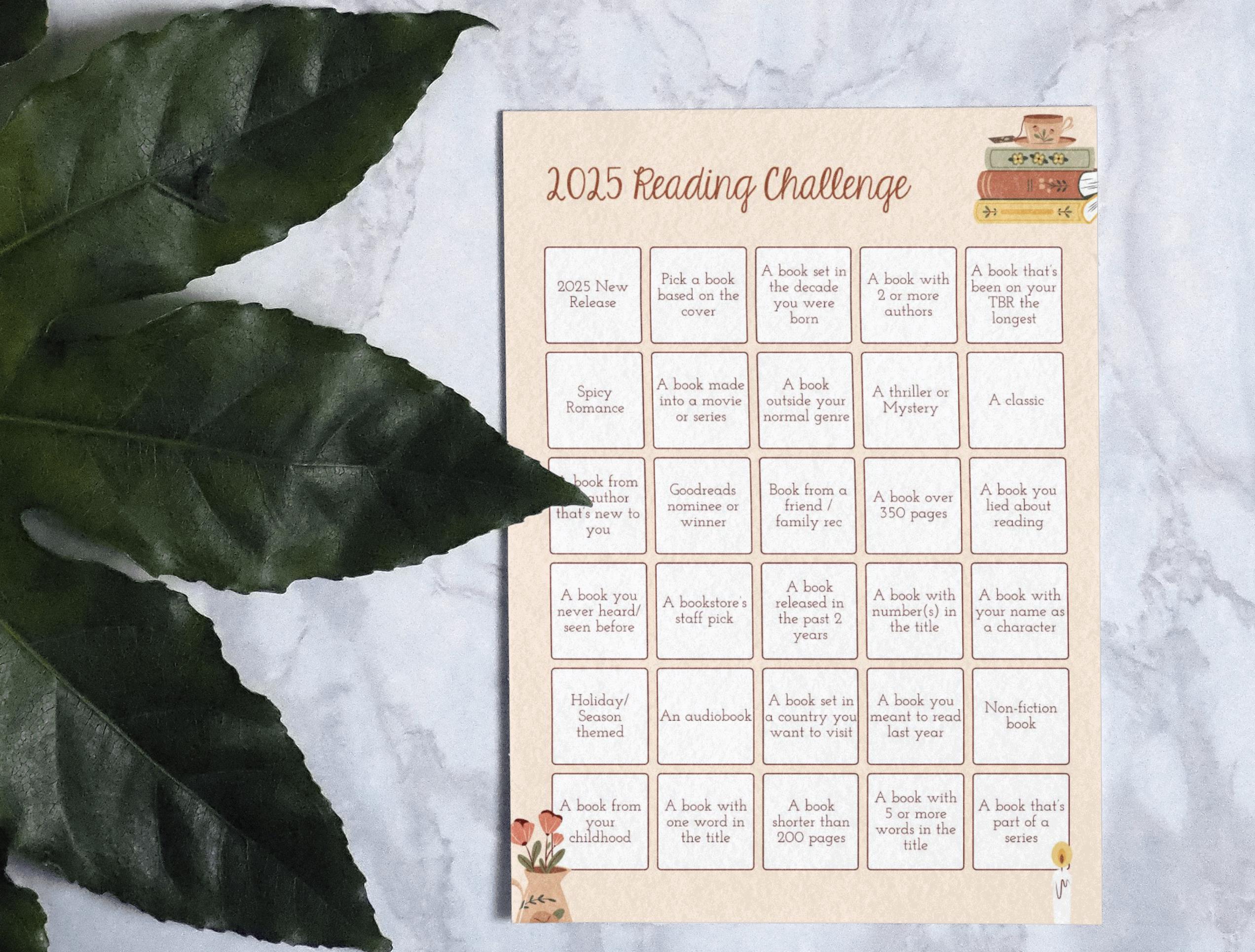 2025 Reading Challenge Printable 3 Sizes Included Book Tracker Reading ...