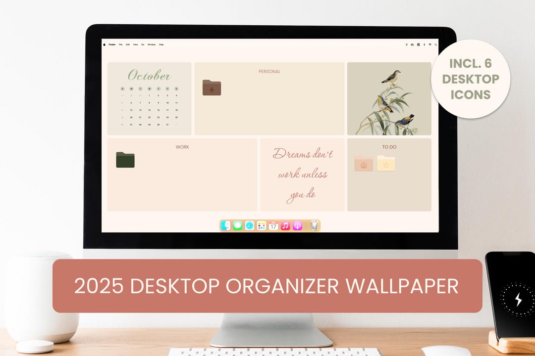 Wildflower Cottagecore Desktop Organizer Wallpaper 2025 With Folder ...