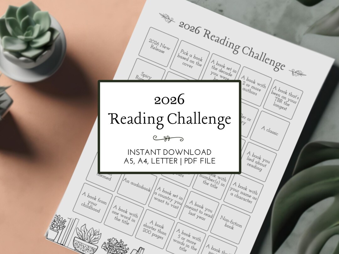 2026 New Year Reading Challenge Printable: Minimalist Book Tracker (PDF ...