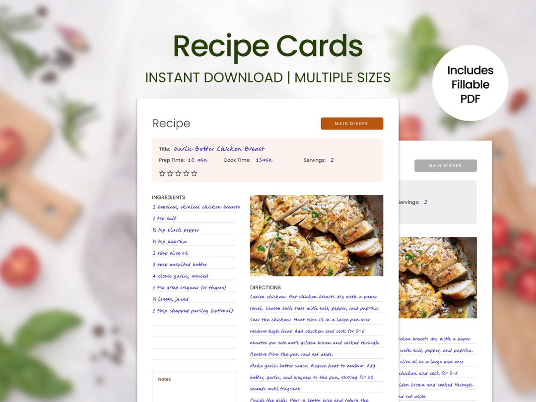Printable Recipe Template Bundle With Categories, Add Recipe Image ...