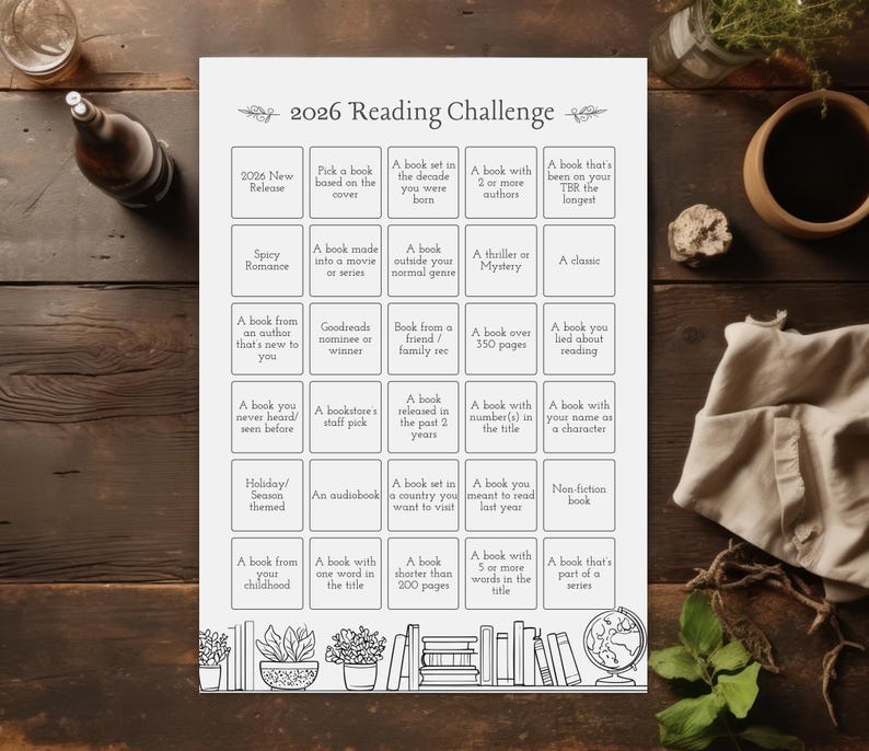 2026 New Year Reading Challenge Printable: Minimalist Book Tracker (PDF ...