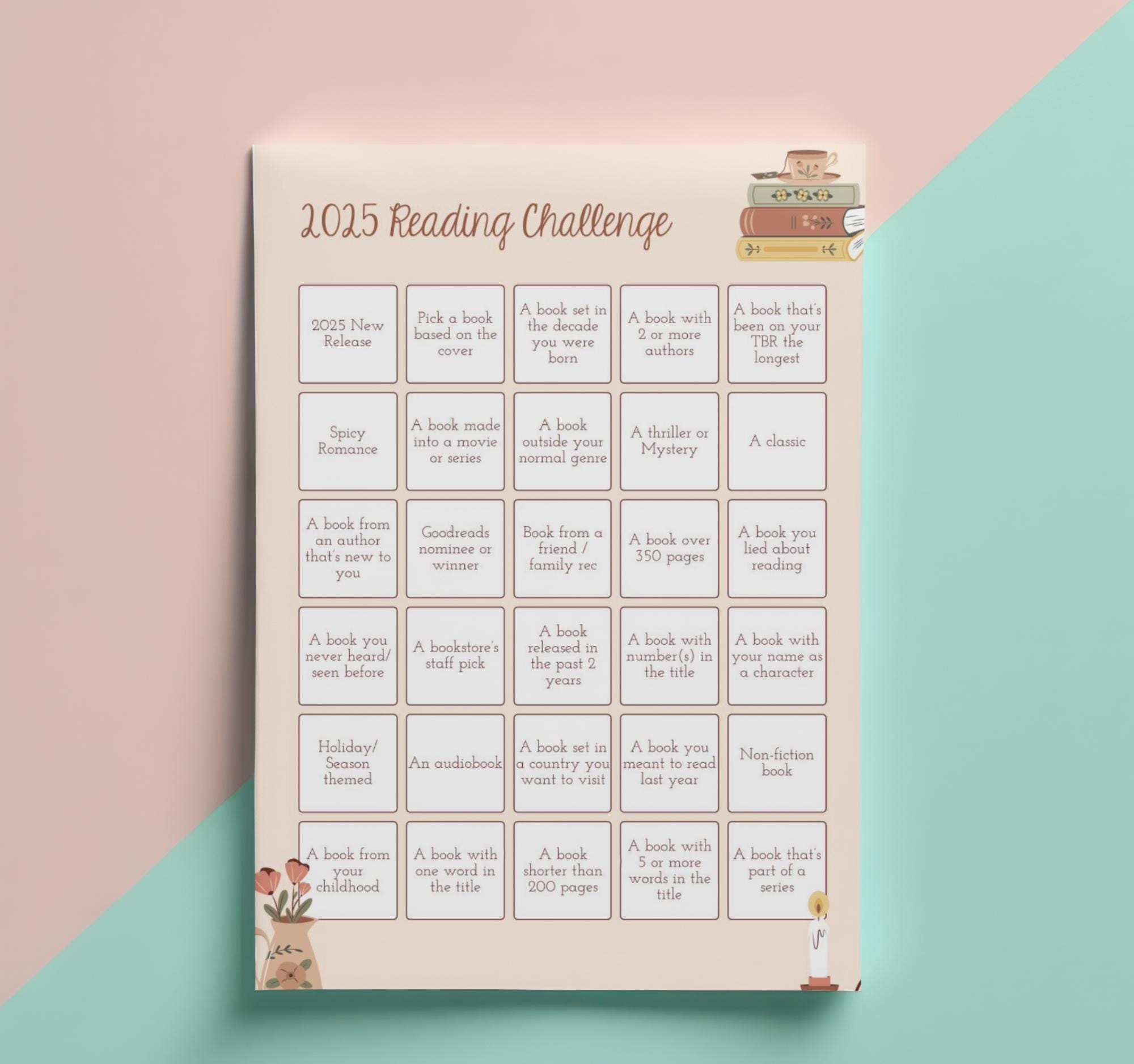 2025 Reading Challenge Printable - 3 Sizes Included Book Tracker ...