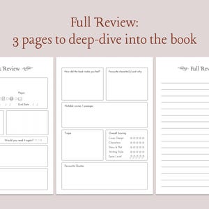 Reading Journal Tracker Book Journal Template Book Review Planner for ...