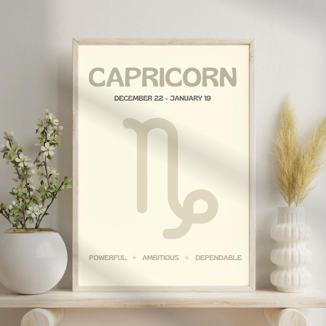 Capricorn Zodiac Poster, Capricorn Digital Poster, Zodiac Digital ...