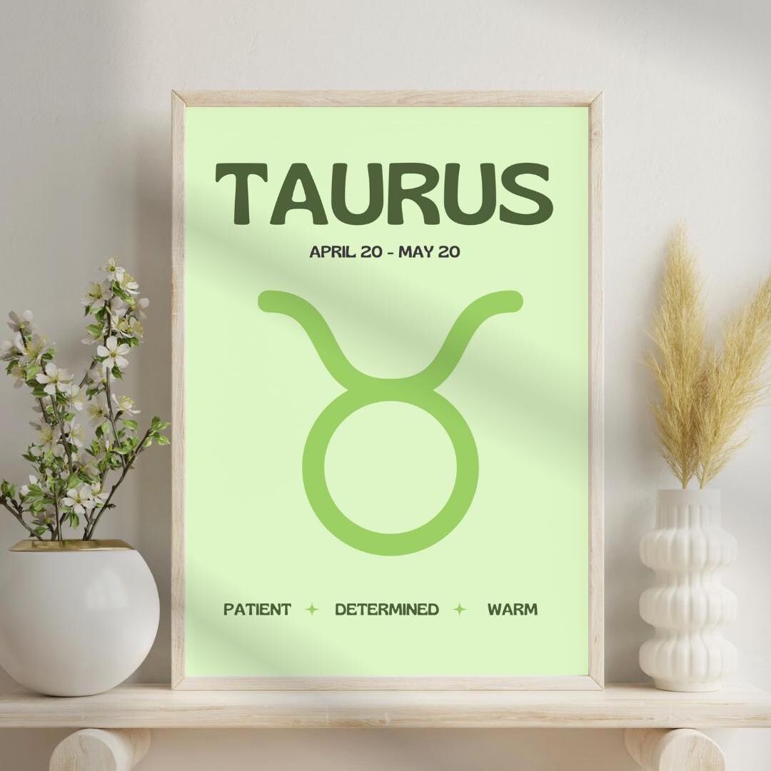 Taurus Zodiac Poster, Taurus Digital Poster, Zodiac Digital Poster ...