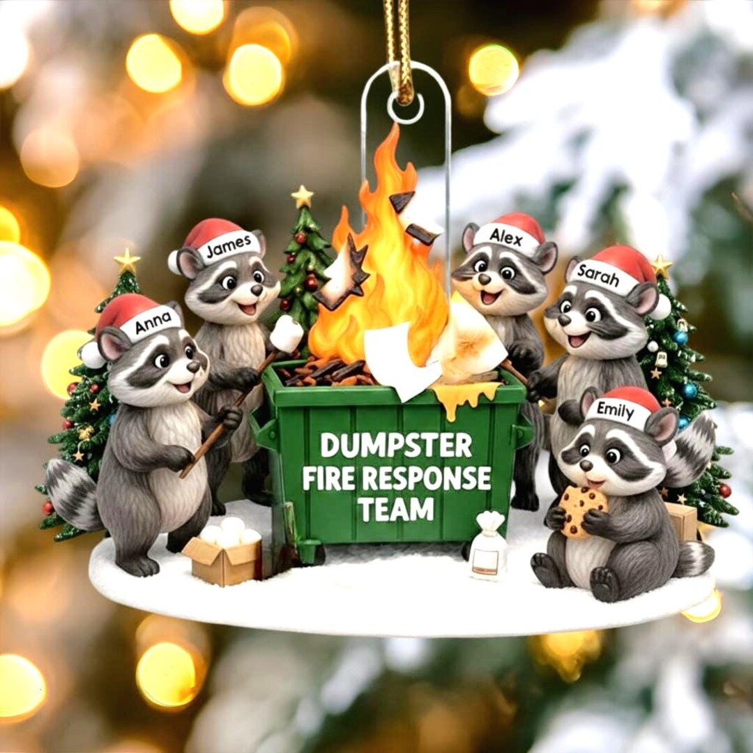 2D FLAT Custom Dumpster Fire Response Team Gift 2025, Coworker Ornament ...