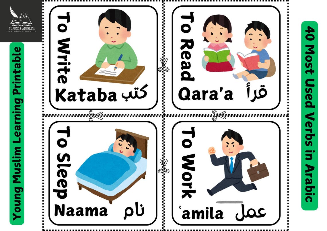 Get Fluent in Arabic: Essential Verb Flashcards, Instant Download ...
