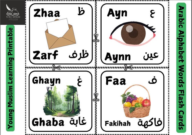 Arabic Alphabet Flashcards: Bilingual Learning for Kids (digital ...
