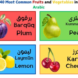 Arabic Fruits & Vegetables Flashcards: Bilingual Learning Tool (digital ...
