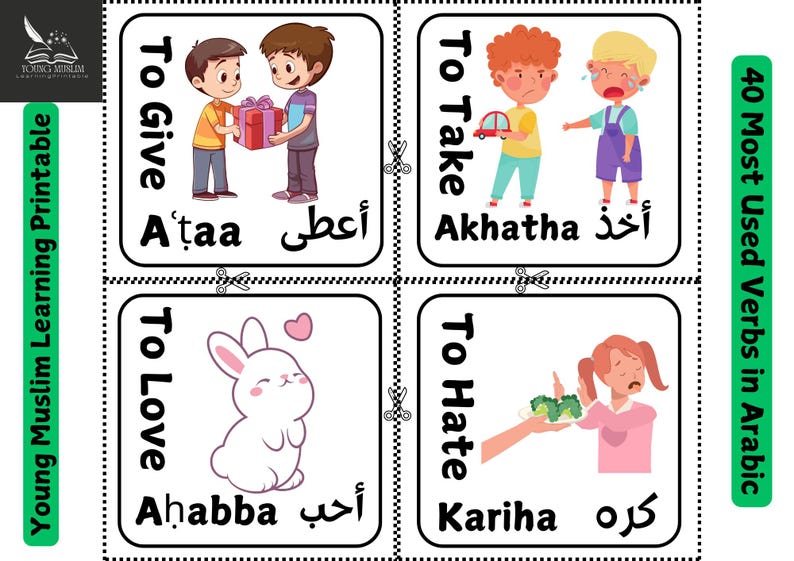 Get Fluent in Arabic: Essential Verb Flashcards, Instant Download ...