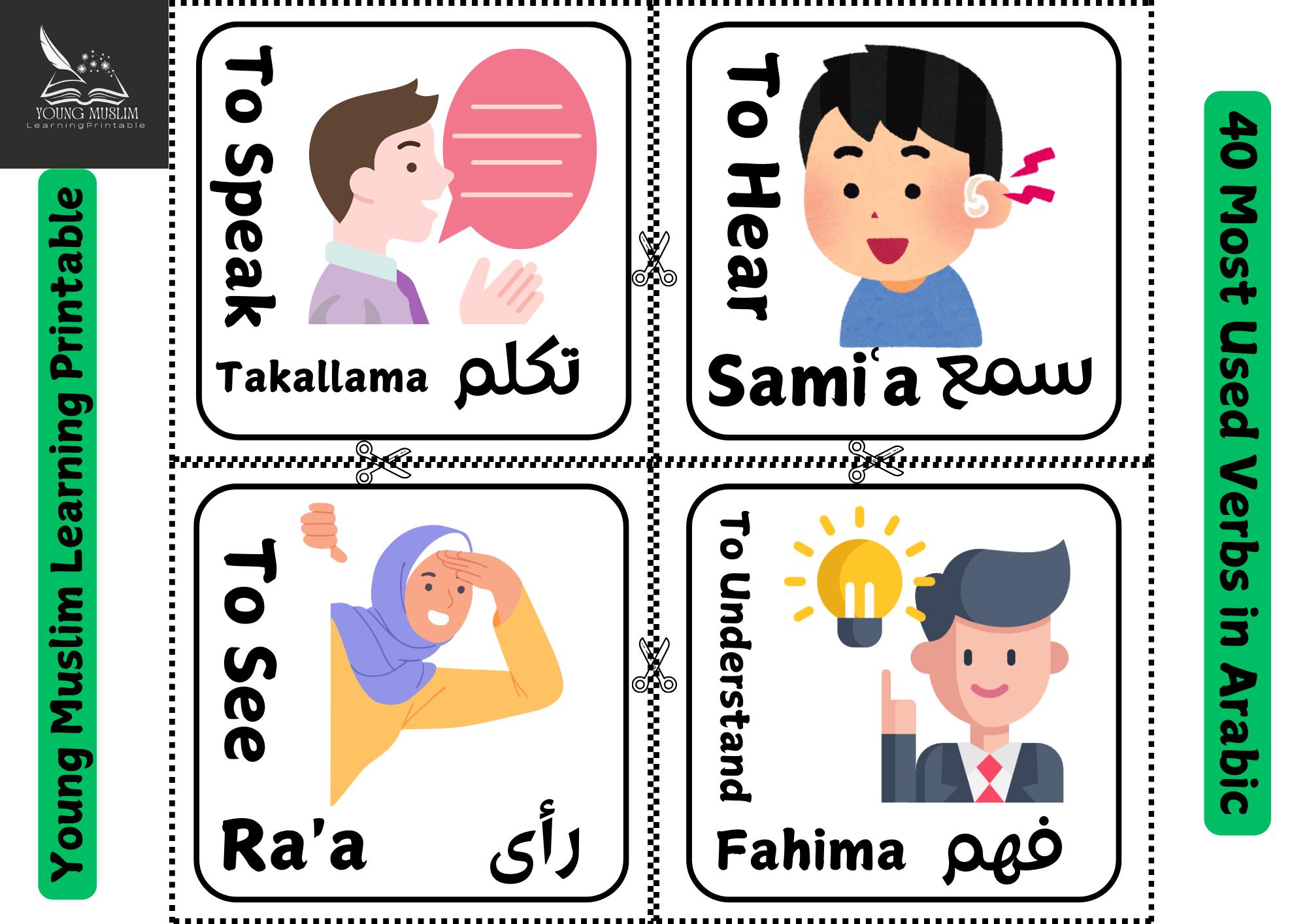 Get Fluent in Arabic: Essential Verb Flashcards, Instant Download ...