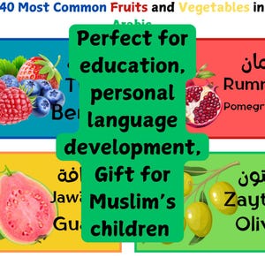 Arabic Fruits & Vegetables Flashcards: Bilingual Learning Tool (digital ...