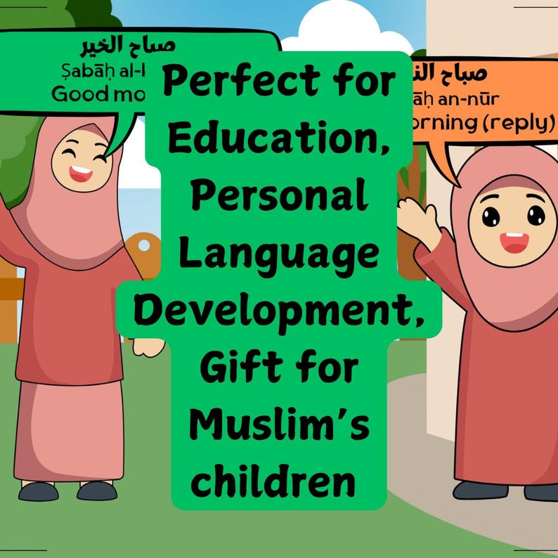 Basic Greetings and Phrases in Arabic Printable Flashcard (7X5 Inch ...