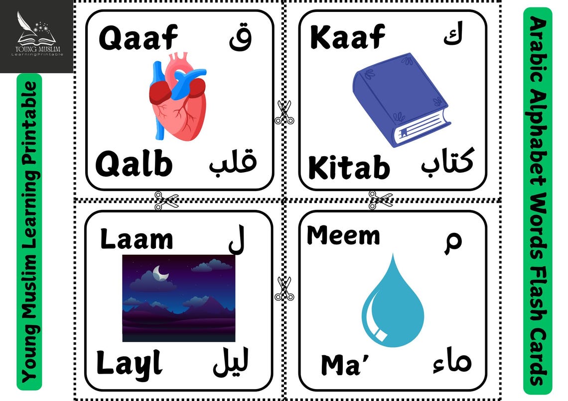 Arabic Alphabet Flashcards: Bilingual Learning for Kids (digital ...