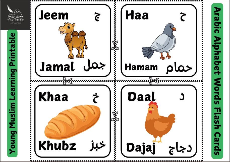Arabic Alphabet Flashcards: Bilingual Learning for Kids (digital ...