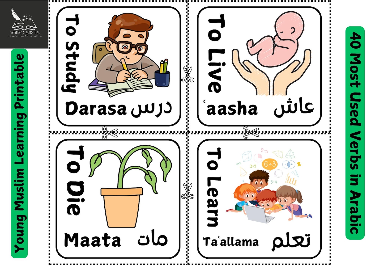 Get Fluent in Arabic: Essential Verb Flashcards, Instant Download ...