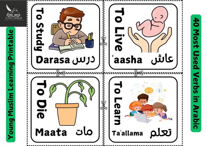 Get Fluent in Arabic: Essential Verb Flashcards, Instant Download ...