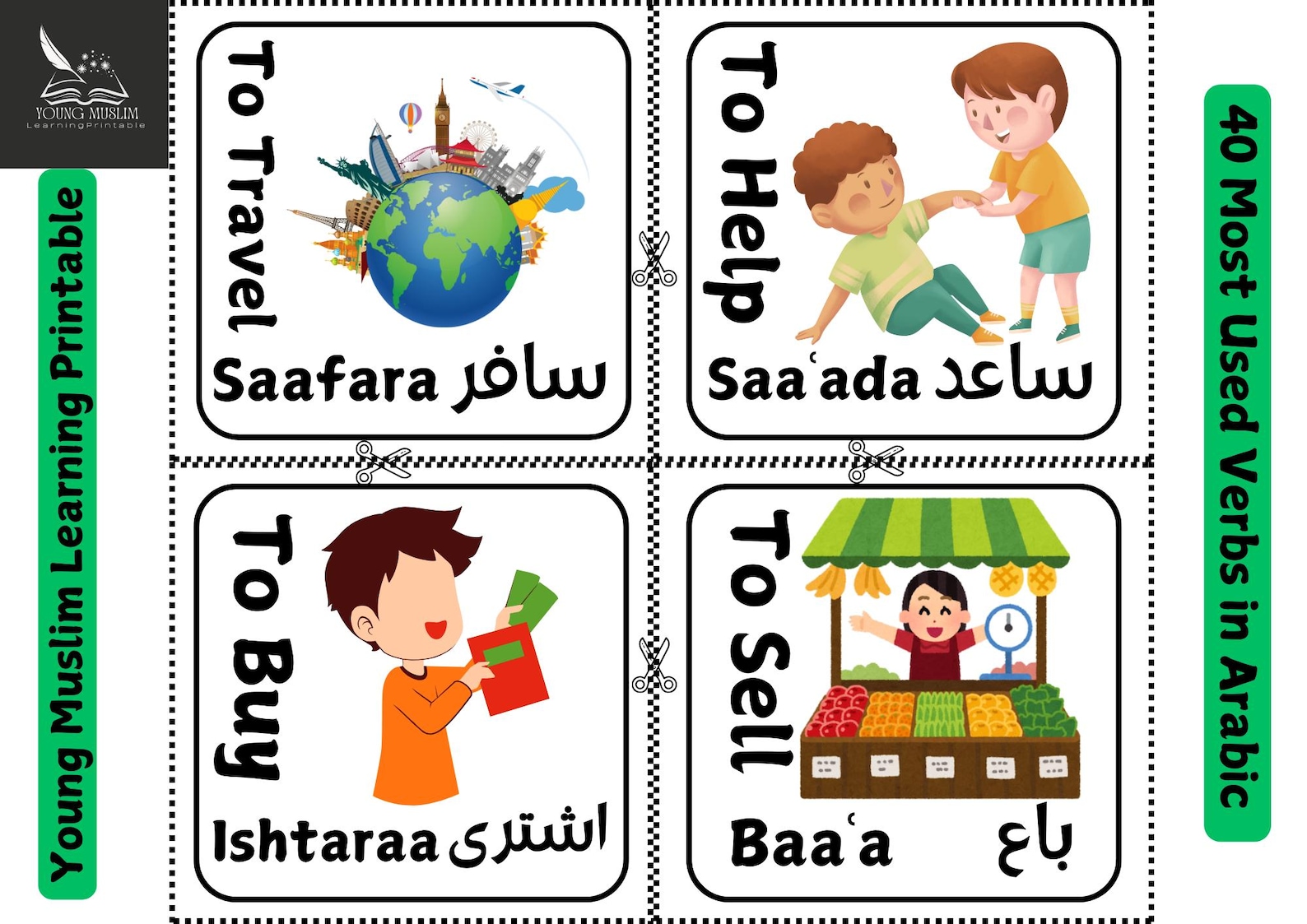 Get Fluent in Arabic: Essential Verb Flashcards, Instant Download ...