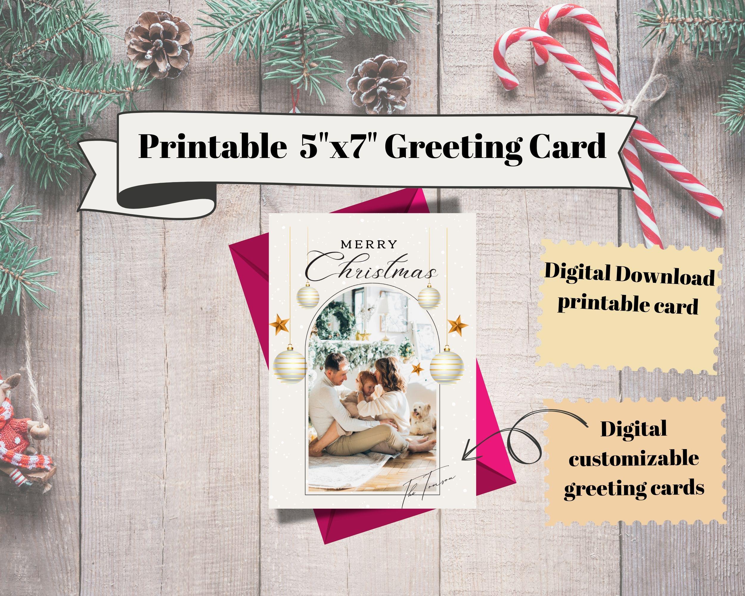 Editable Christmas Greeting Cards – Canva Templates – Customizable ...
