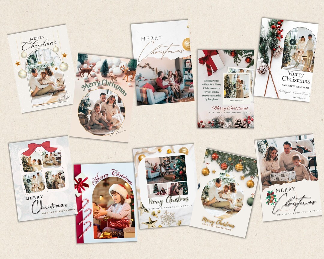 Editable Christmas Greeting Cards – Canva Templates – Customizable ...