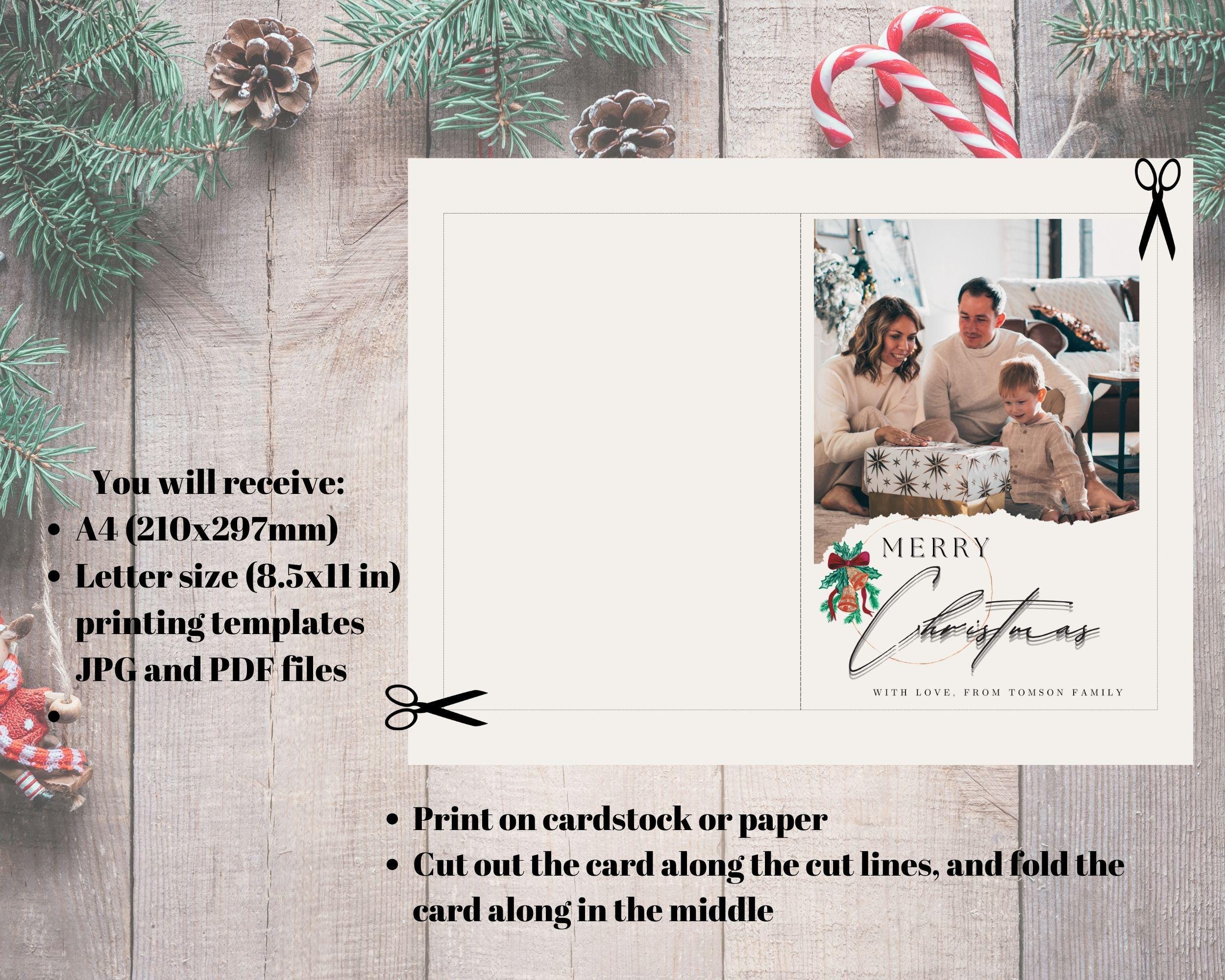 Editable Christmas Greeting Cards – Canva Templates – Customizable ...