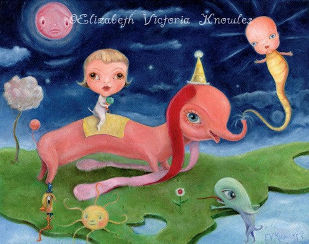 Big Eye Elephant & Baby on Floating Island With Magic Genie, Wibbley ...
