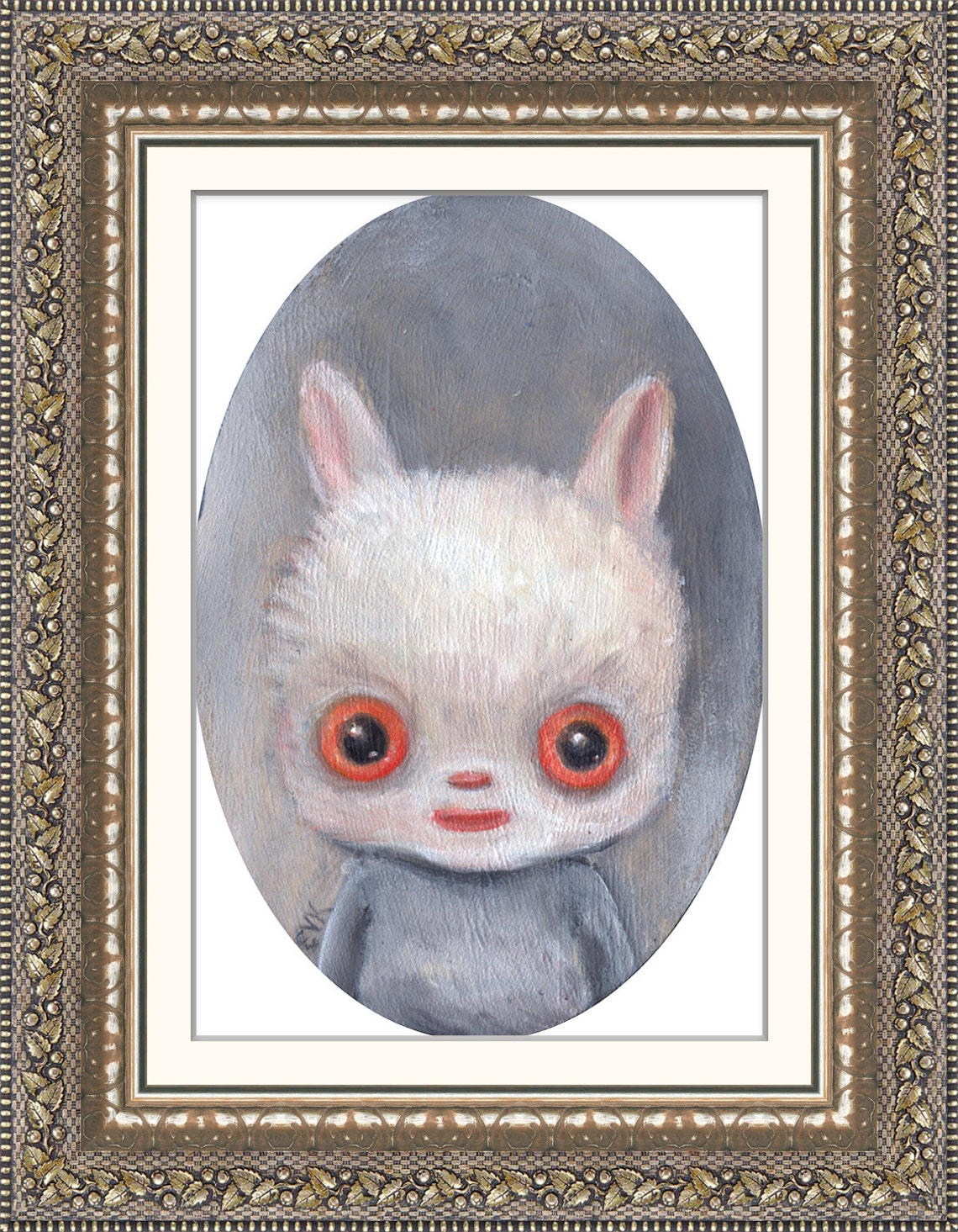 White Rabbit Art Print Big Eye Art Pop Surrealism Lowbrow | Etsy