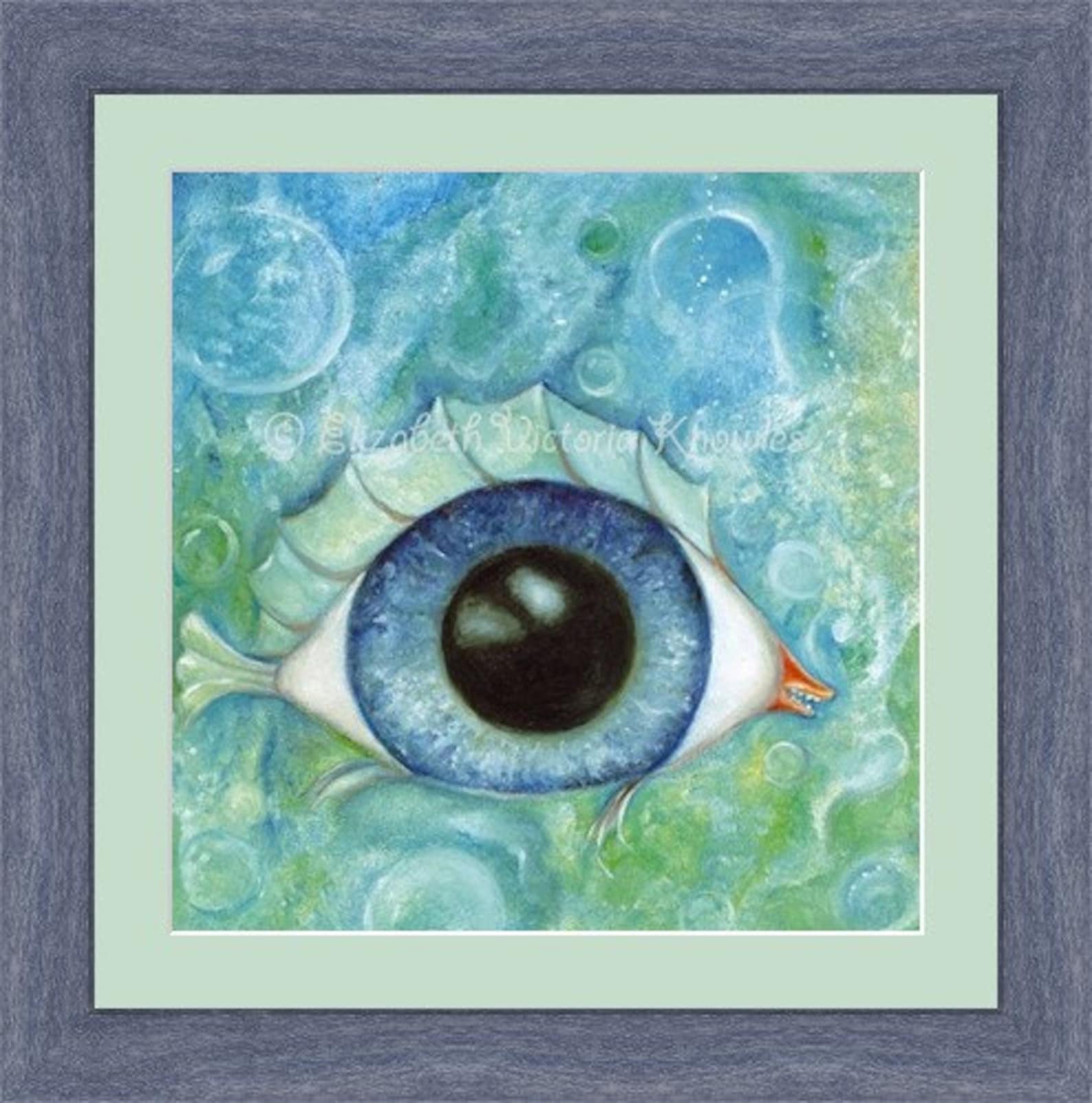 Surreal Eyeball Fish Big Eye Art Print Lowbrow Art Pop - Etsy