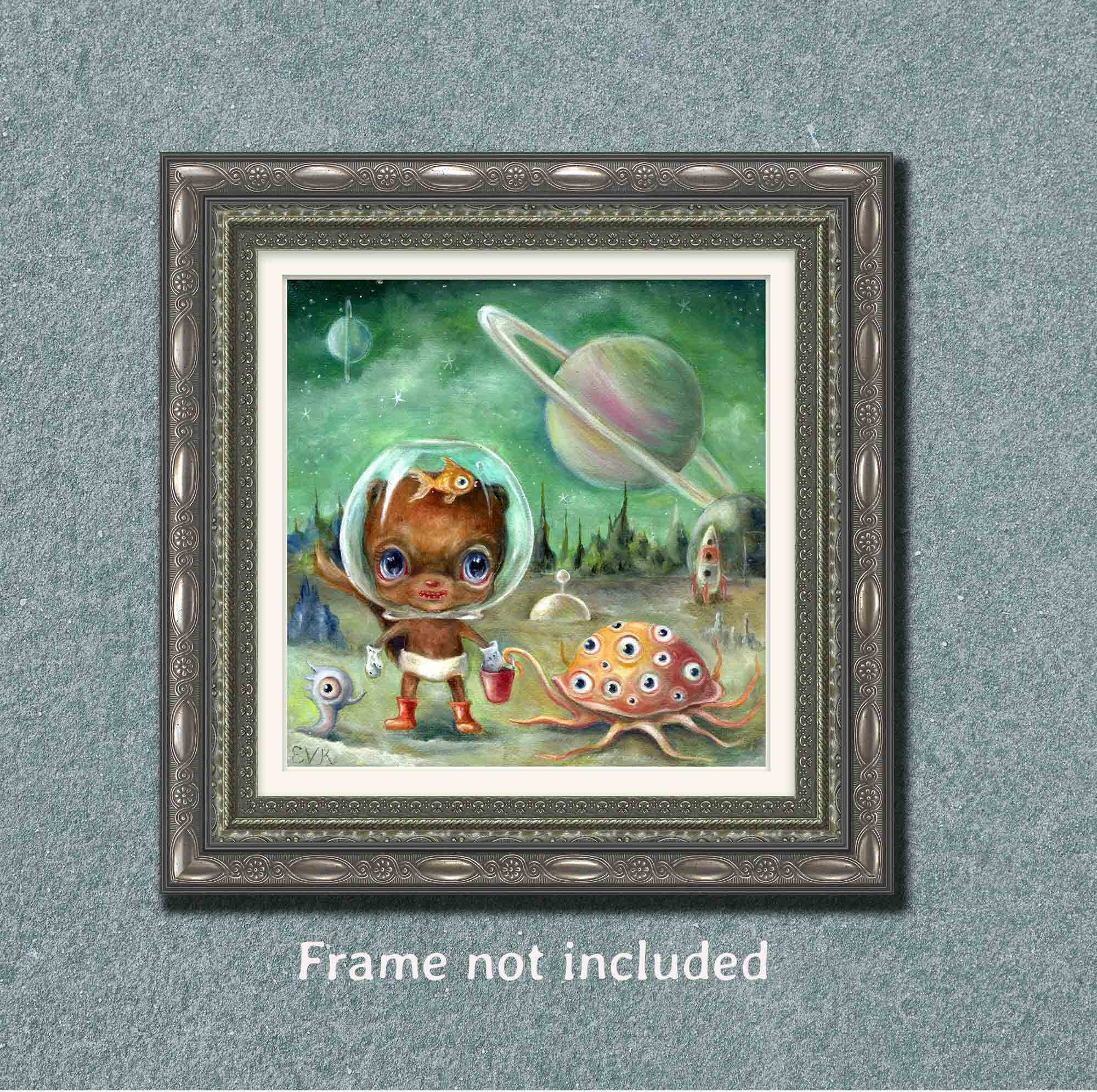 Chipmunk in Outer Space Art, Colorful Retro Sci Fi, Pop Surrealism ...