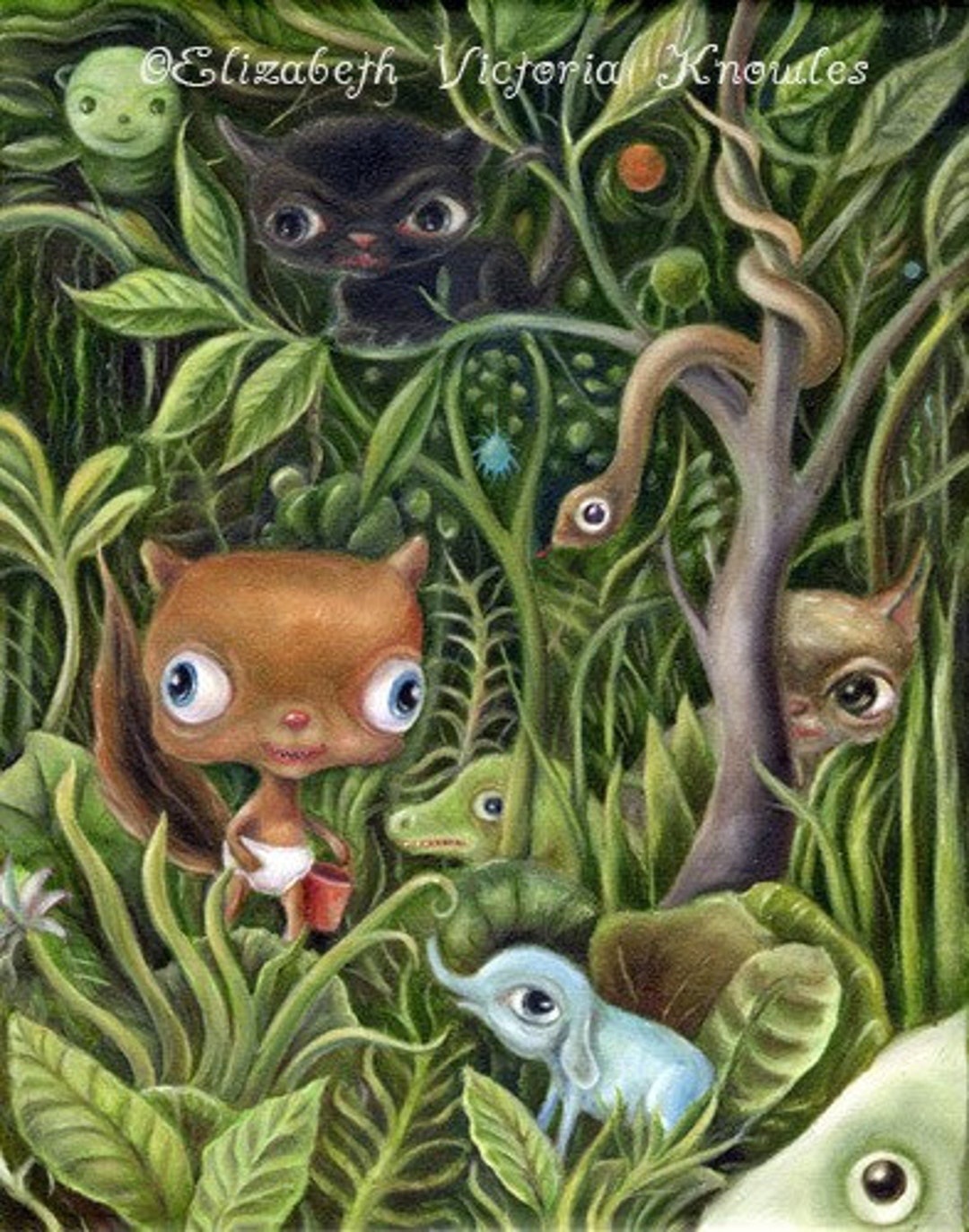 Big Eye Art Print, Jungle Painting, Animal Art, Lowbrow Art , EVK - Etsy