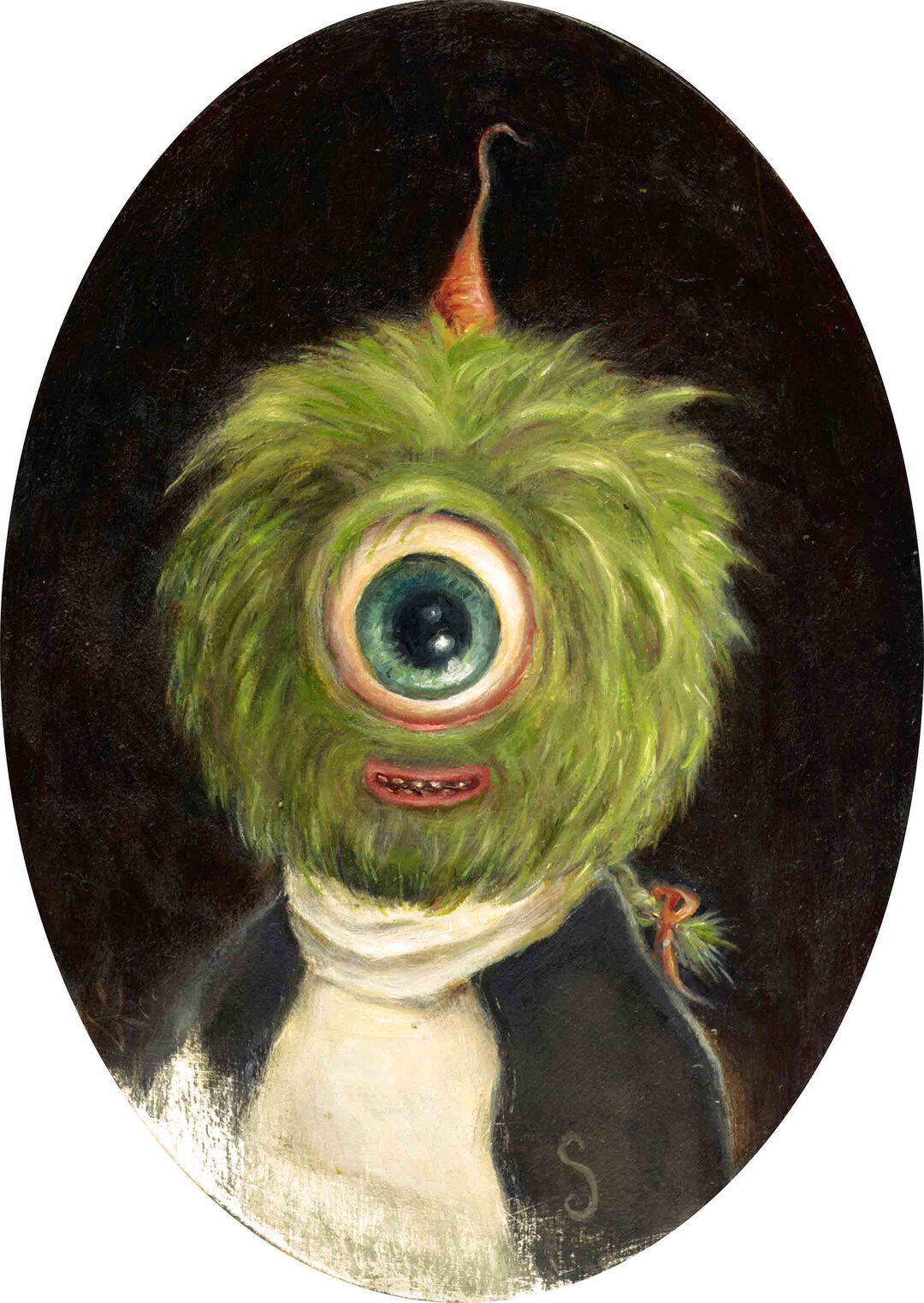 Green Cyclops Monster Portrait, Funny George Washington Print, Pop ...