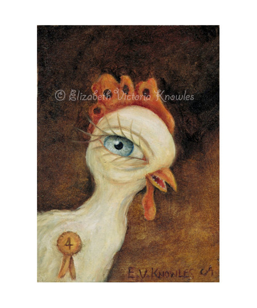 Scary Big Eye Chicken With Teeth, Clucky, 4-H Prize, Pop Surrealism ...