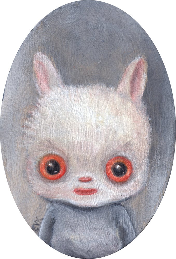 White Rabbit Art Print Big Eye Art Pop Surrealism Lowbrow | Etsy