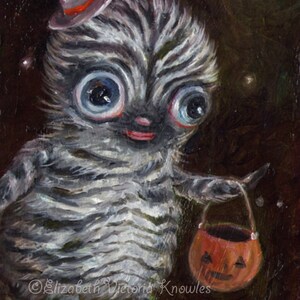 Cute Monster Art, Zebra Stripes, Cute Halloween Art, Lowbrow Art Print ...