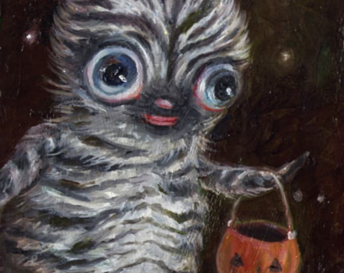 Big Eye Cylops Cat Art Print Surreal Lowbrow Art One Eyed - Etsy