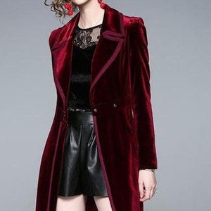 Women Custom Made Velvet Parka Overcoat Women's Long Jacket Slim Fit ...