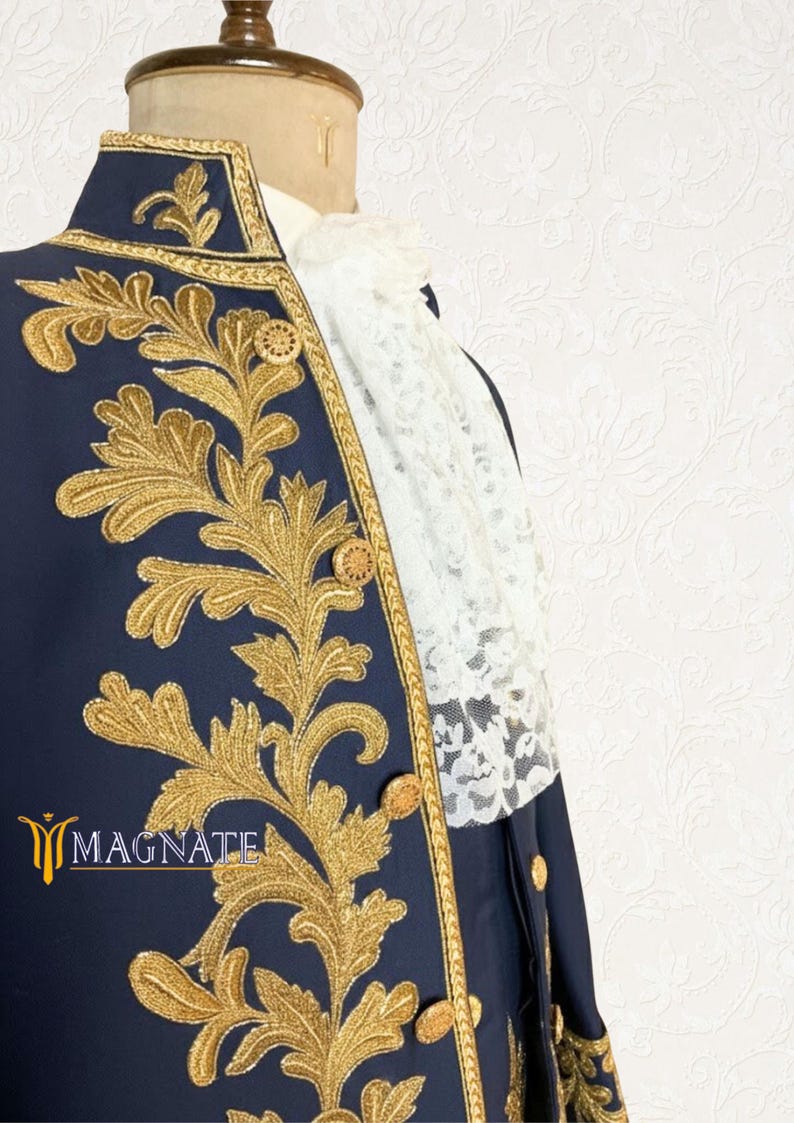 Men’s Rococo Blue Victorian Suit Customized 3pc Embroidered 18th ...