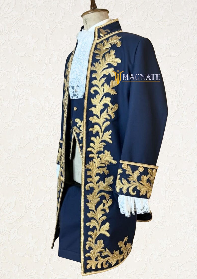 Men’s Rococo Blue Victorian Suit Customized 3pc Embroidered 18th ...