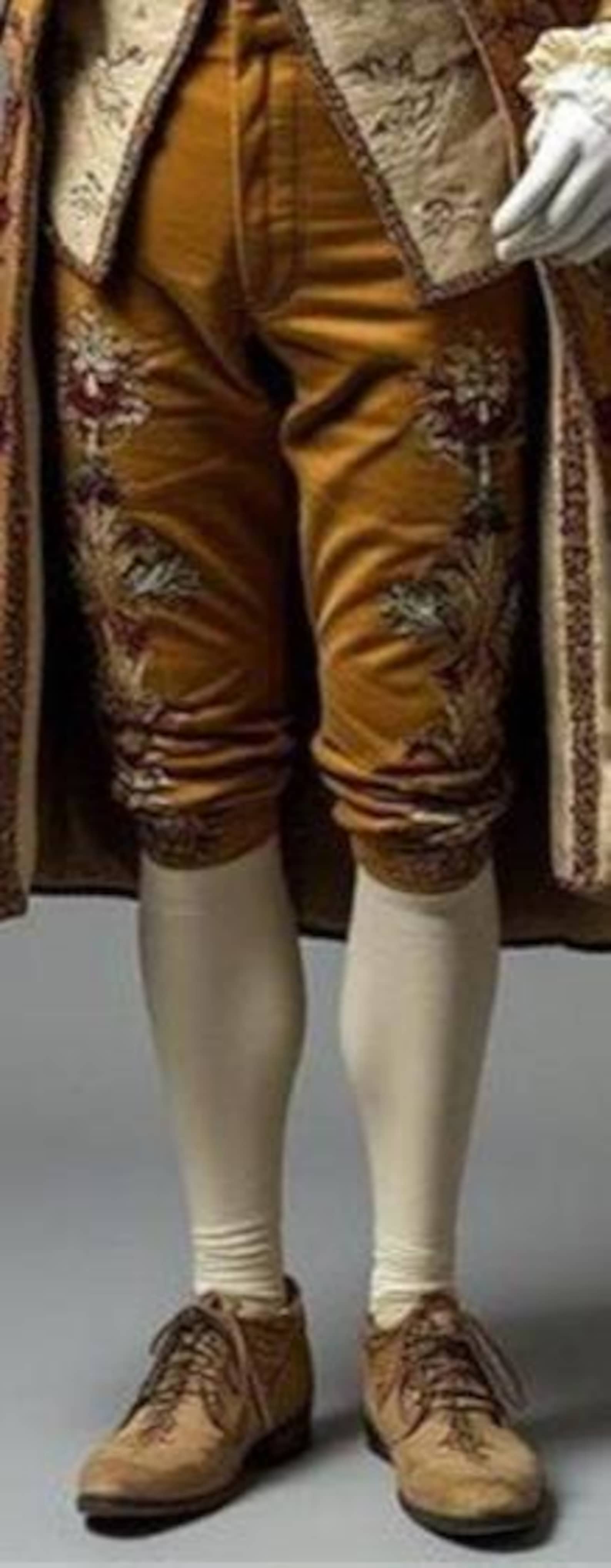 Men Customized Rococo Costume 3PC: Mustard Silk Floral Embroidered ...