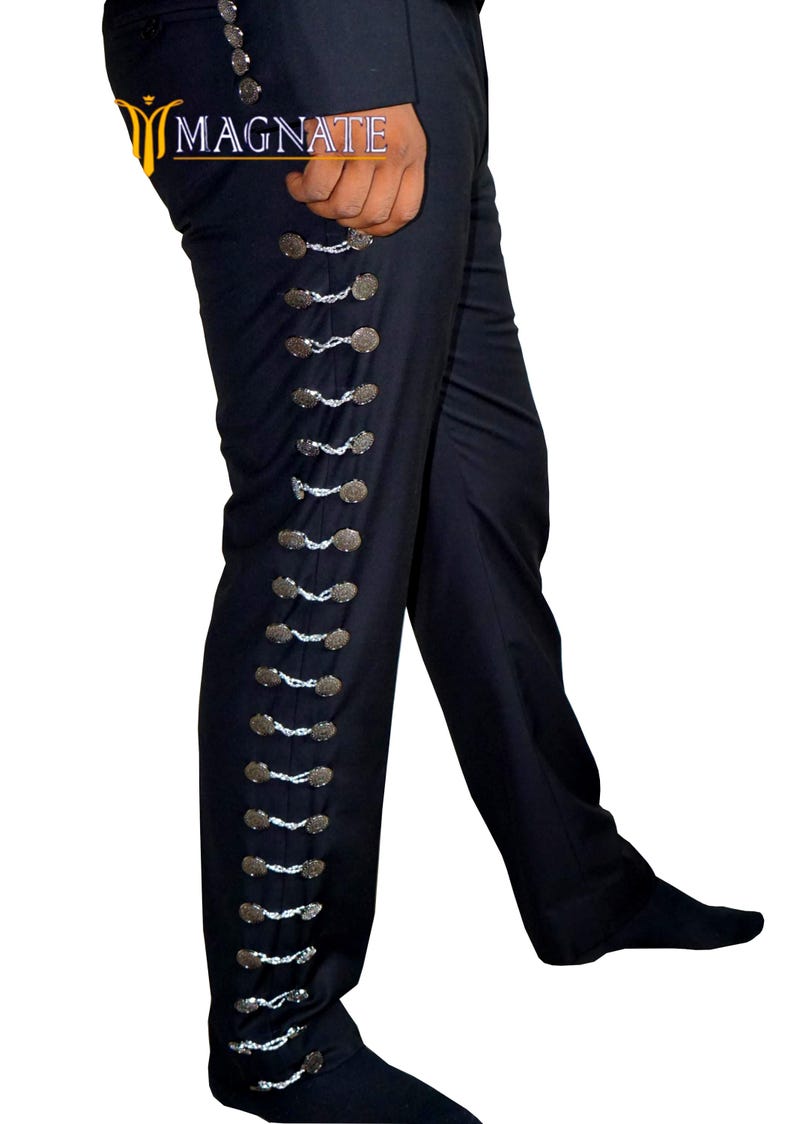 Men's Black Mariachi 3 Piece Suit Custom Embroidered Mexican Charro ...