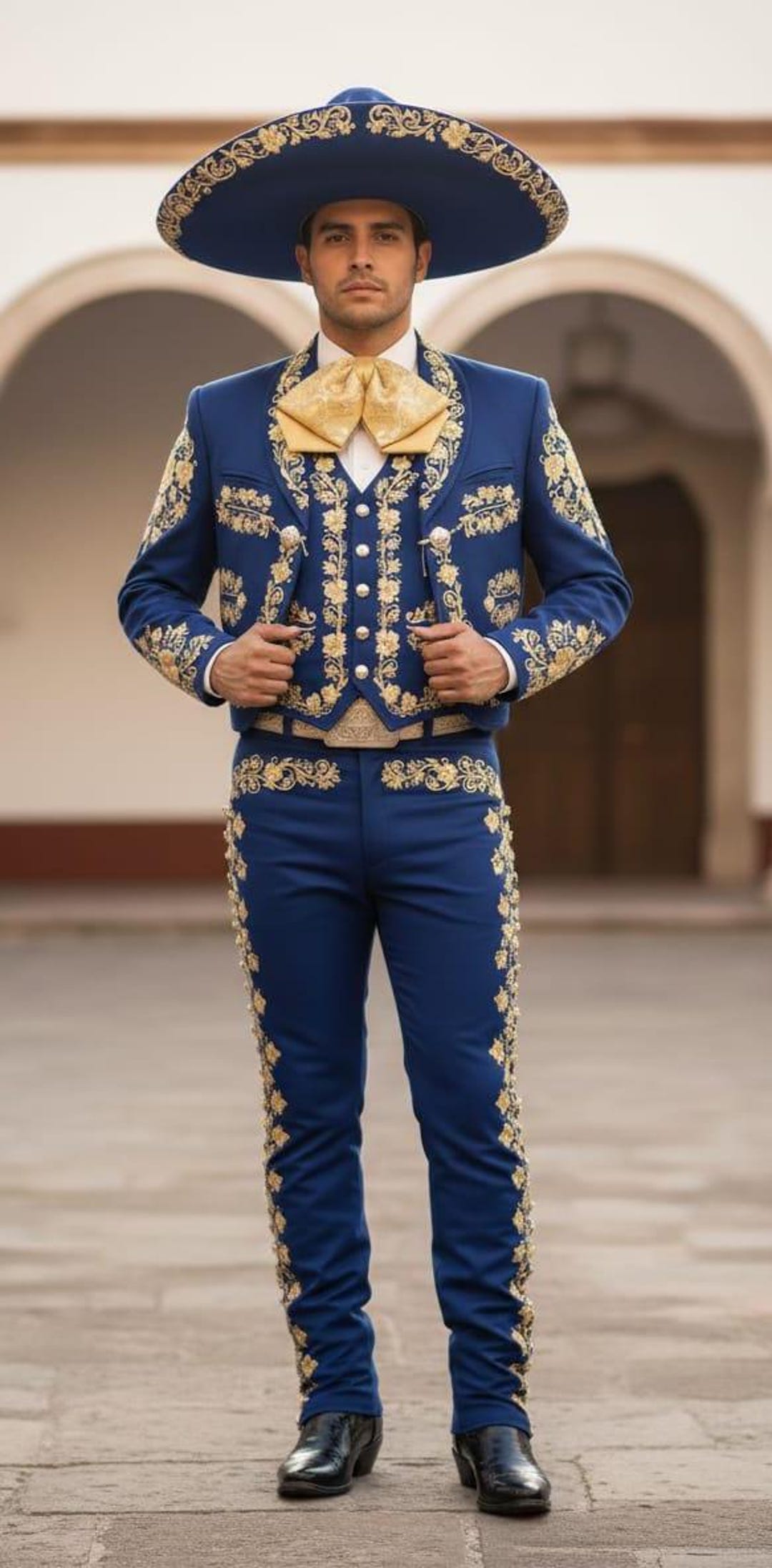 Buy Men Royal Blue Mariachi Charro 3 Piece Suit Embroidered Cocktail ...