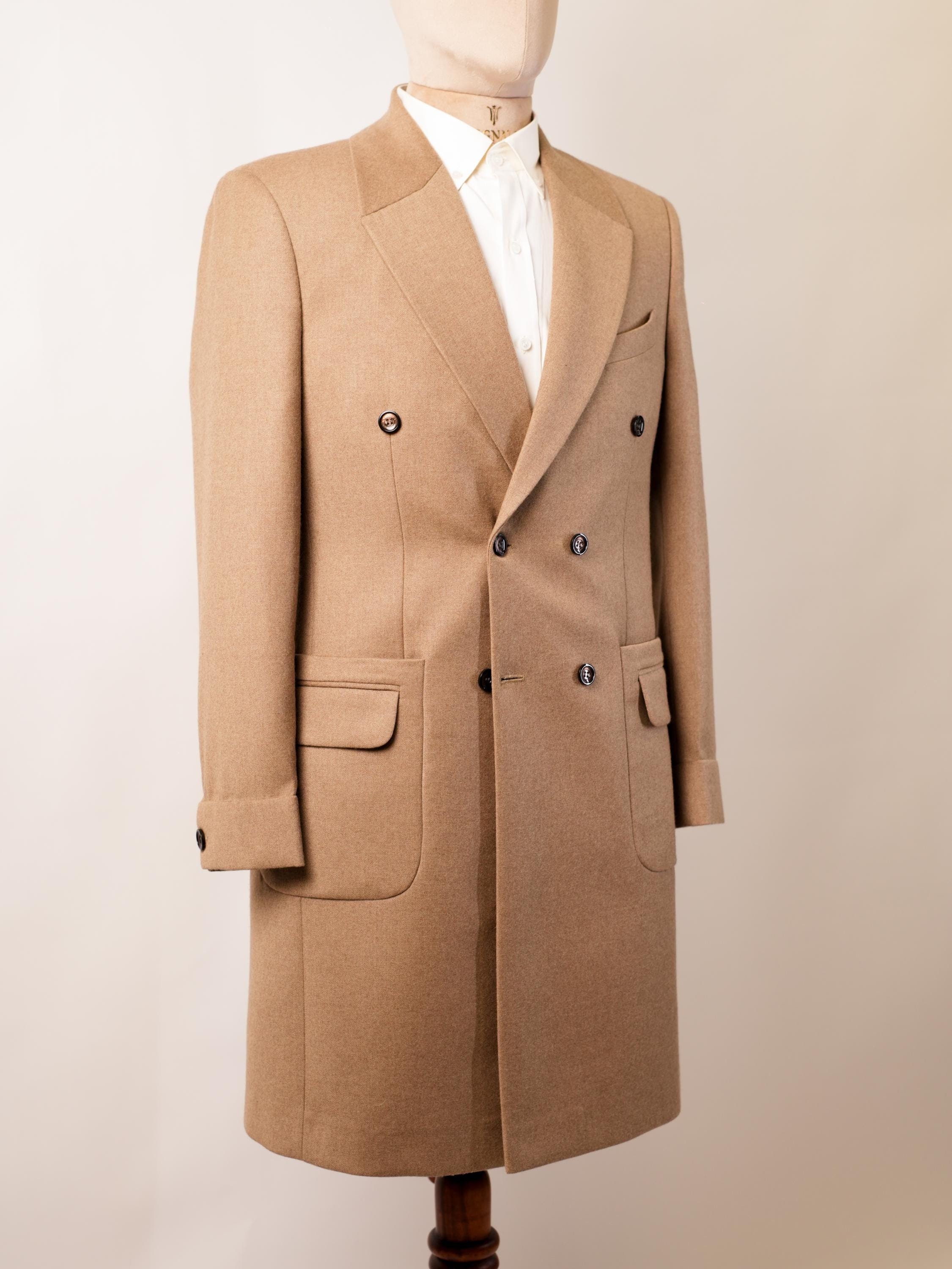 Men's Customized Double-breasted Camel Wool Overcoat Handmade Men's ...
