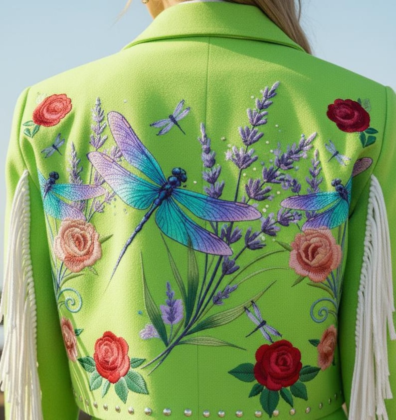 Lime Green Fringe Western Suit With Floral Embroidery - Etsy