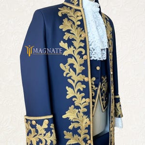 Men’s Rococo Blue Victorian Suit Customized 3pc Embroidered 18th ...