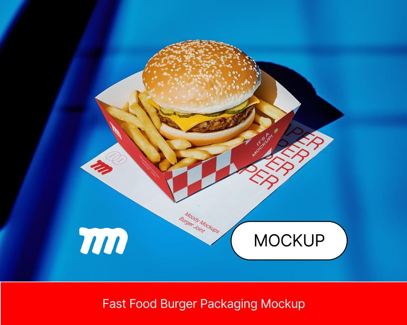 Fast Food Hamburger Packaging Mockup for Branding Design | High ...