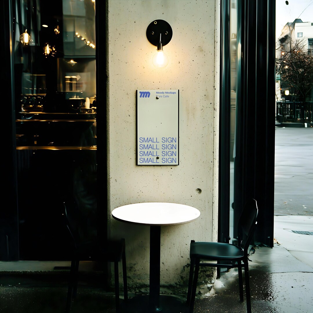 Cafe Outdoor Small Sign Mockup for Branding Design | High Resolution ...