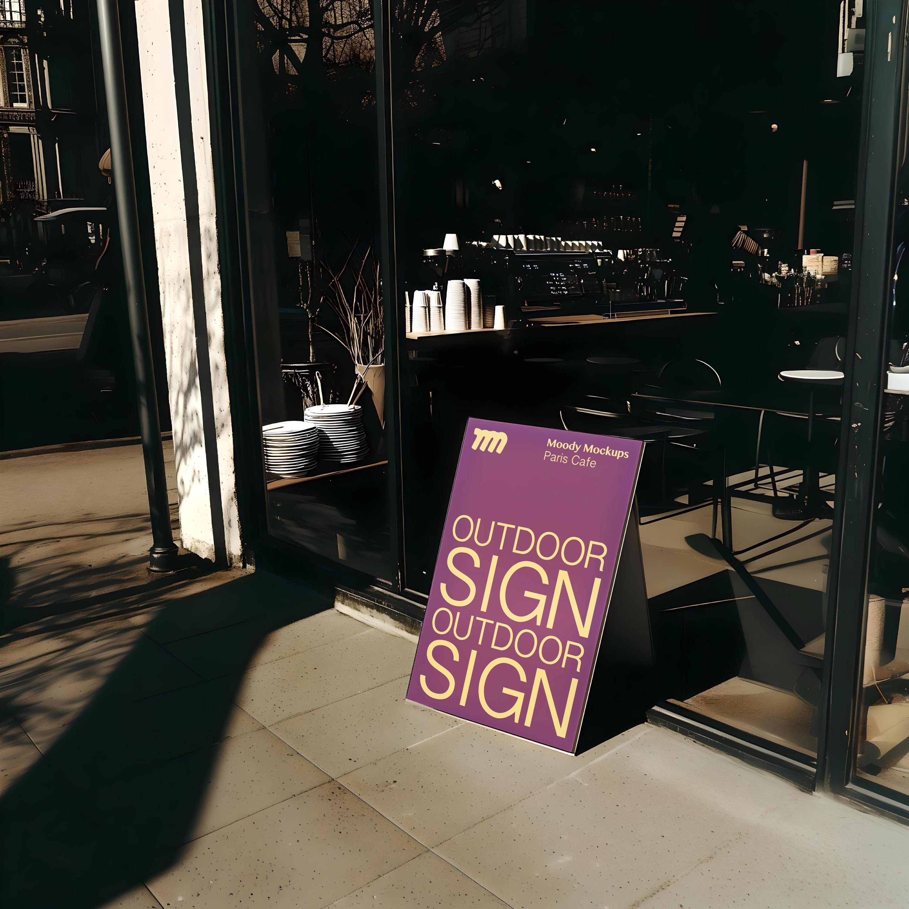 Cafe Outdoor Sign Mockup for Branding Design | High Resolution 4000 Px ...